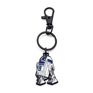 star wars jewelry unisex adult black ip & base metal r2-d2 key chain, silver/black, one size