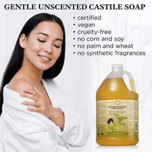 Carolina Castile Soap Castile Soap Liquid Unscented - 1 Gallon Vegan & Pure Organic Soap Concentrated Non Drying All Natural Formula Good for Sensitive Skin (1 Gallon)