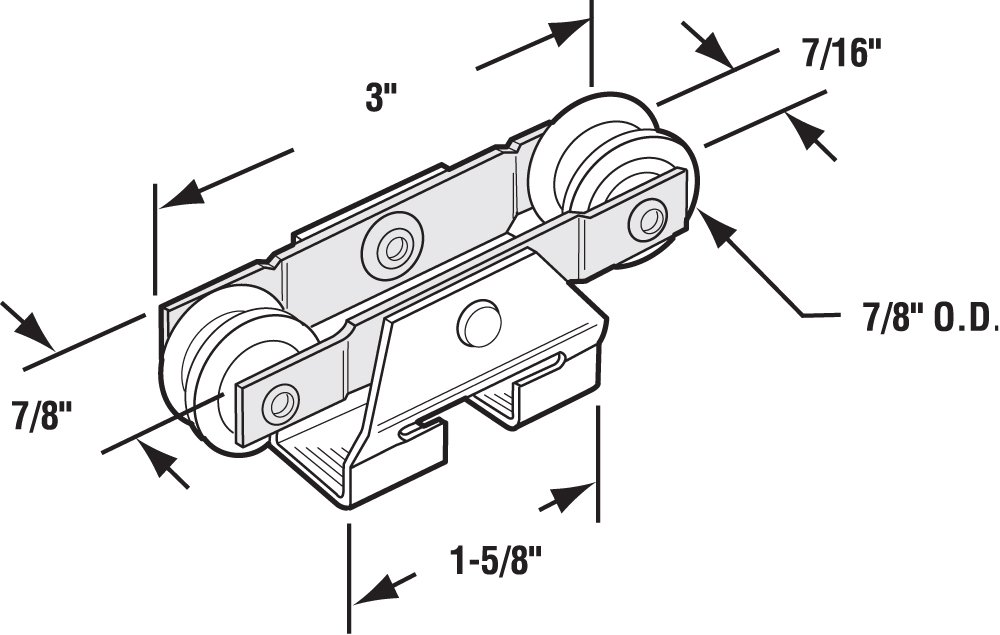 Prime-Line N 6659 Pocket or Closet Door, Acme, Top Mounted, Four 7/8 In. Wheel Trolley Design, fits Acme Doors (Single Pack)