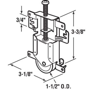 Prime-Line N 6820 1-1/2 In. Concave Nylon Ball Bearing Mirror Door Roller Assembly for Charmac Doors (Single Pack)