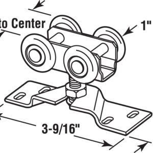 Prime-Line N 7410 Pocket Door Roller Assembly, 1 In. (outside Diameter), Convex, Plastic Tires, Steel Bracket (Single Pack)