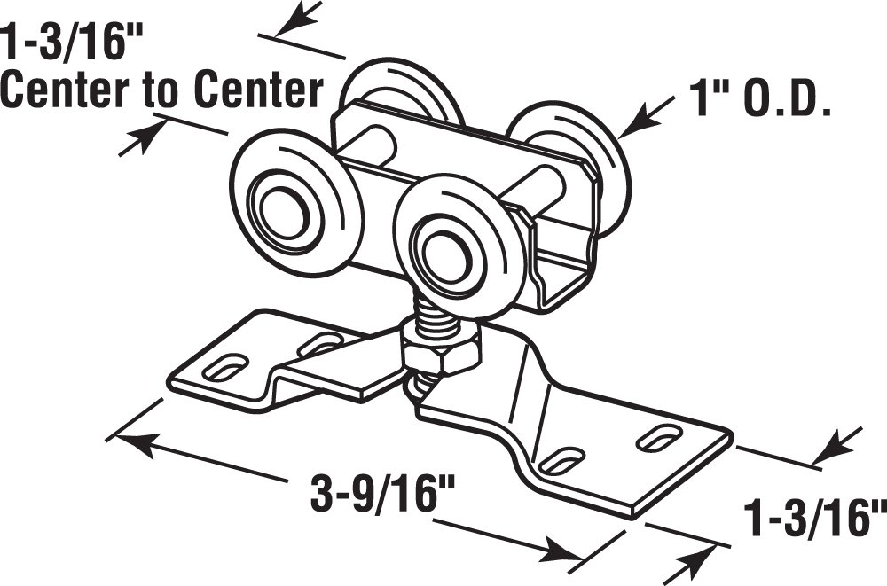 Prime-Line N 7410 Pocket Door Roller Assembly, 1 In. (outside Diameter), Convex, Plastic Tires, Steel Bracket (Single Pack)