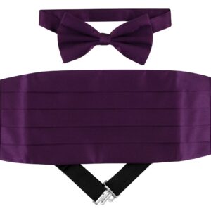 SILK Cumberbund & BowTie DARK PURPLE Men's Cummerbund & Bow Tie Set