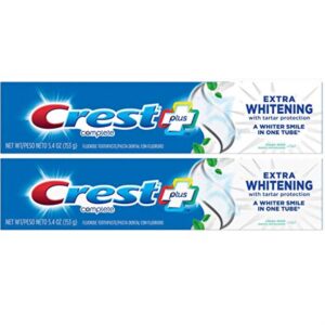 crest complete extra whitening toothpaste with tartar protection, mint, 5.4 ounce (pack of 2)