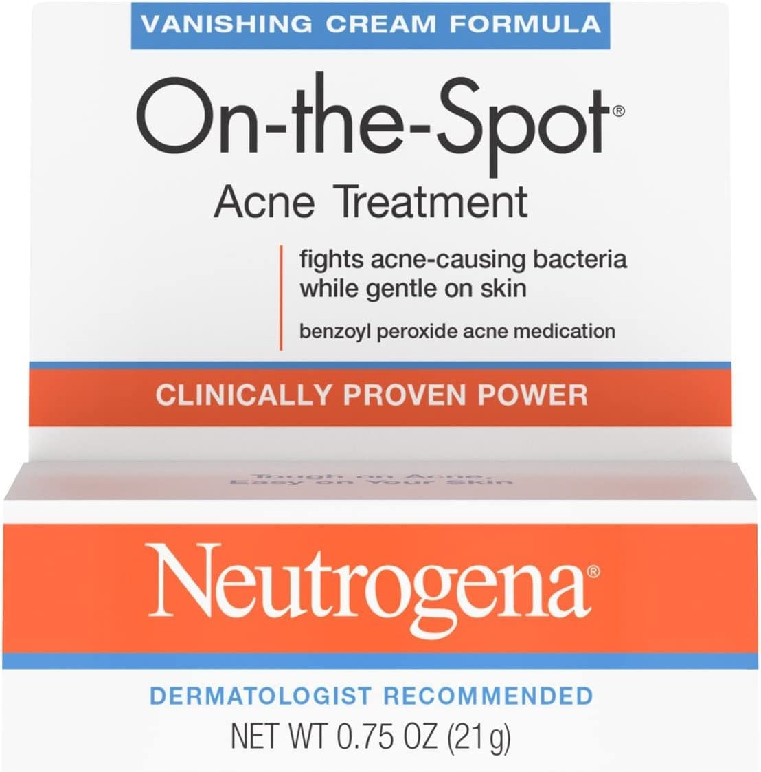 Neutrogena On-The-Spot Acne Spot Treatment with 2.5% Benzoyl Peroxide Acne Treatment Medicine to Treat Face Acne, Gentle Benzoyl Peroxide Pimple Gel for Acne Prone Skin,.75 oz (Pack of 2)