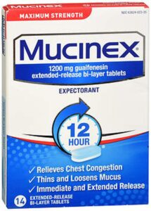 mucinex maximum strength 12-hour chest congestion expectorant tablets, 14 count (pack of 3)