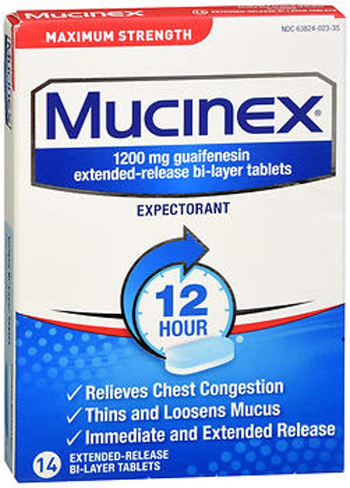 Mucinex Maximum Strength 12-Hour Chest Congestion Expectorant Tablets, 14 Count (Pack of 3)