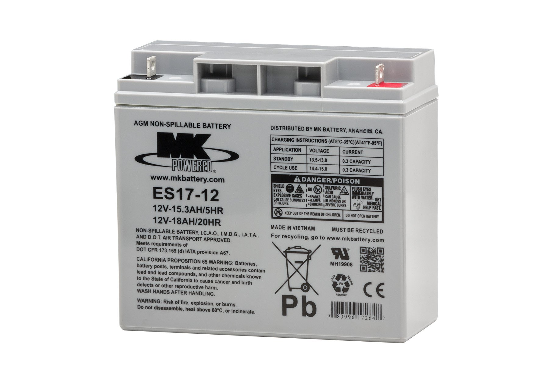 MK Battery ES17-12 Maintenance-Free Rechargeable Sealed Lead-Acid Battery