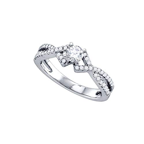 Dazzlingrock Collection 14kt White Gold Women's Round Diamond Solitaire Engagement Ring 1/3 ctw