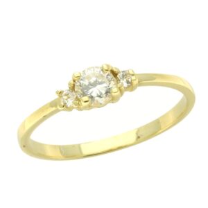 doubleaccent 14k gold ring white cz yellow gold ring size 2 to 5