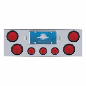 united pacific 21435 - tail light panel - chrome rear center panel with four 4" lights & three 2.5" lights & grommets