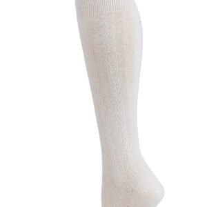 Foot Traffic, Textured Cable Knit Knee Socks, Sage, One Pair, Shoe Size 7-12