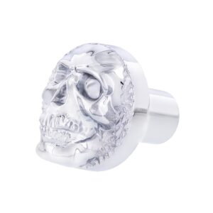 united pacific 23058 chrome metal alloy skull air valve knob, strong & durable, 3-d skull design, easy screw-on installation - one skull air valve knob