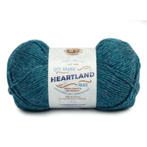 lion brand yarn heartland yarn for crocheting, knitting, and weaving, multicolor yarn, glacier bay, 600 foot (pack of 1)