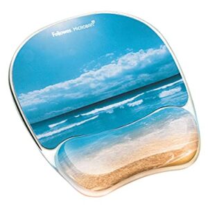 Fellowes 9179301 Gel Mouse Pad with Wrist Rest, 7-7/8 x 9-1/4, Sandy Beach Design