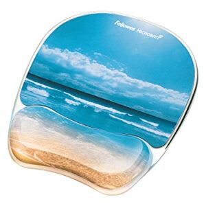 Fellowes 9179301 Gel Mouse Pad with Wrist Rest, 7-7/8 x 9-1/4, Sandy Beach Design