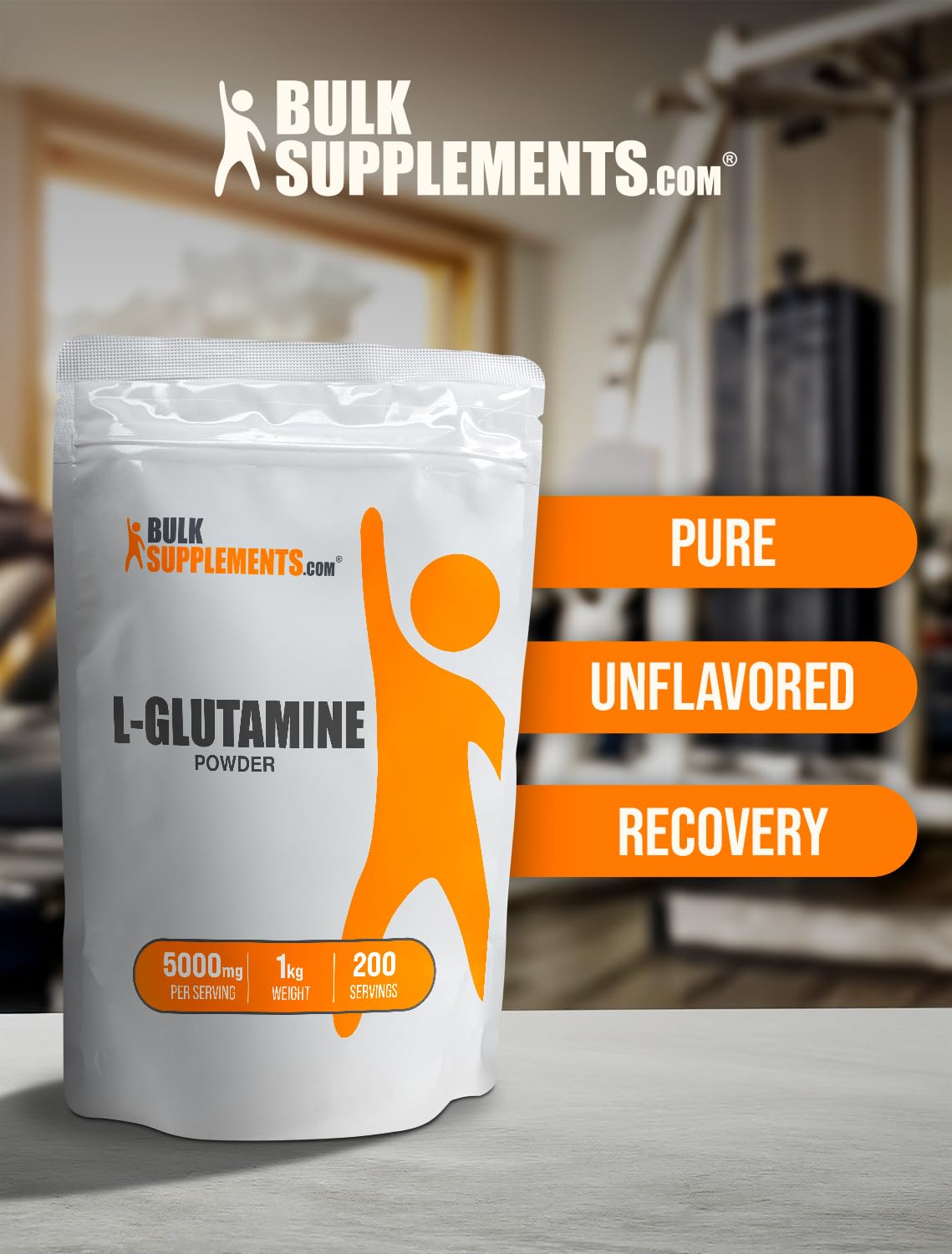 BulkSupplements.com L-Glutamine Powder - Glutamine Supplement, L-Glutamine 5000mg, L Glutamine Powder - Unflavored & Gluten Free, 5000mg per Serving, 1kg (2.2 lbs) (Pack of 1)