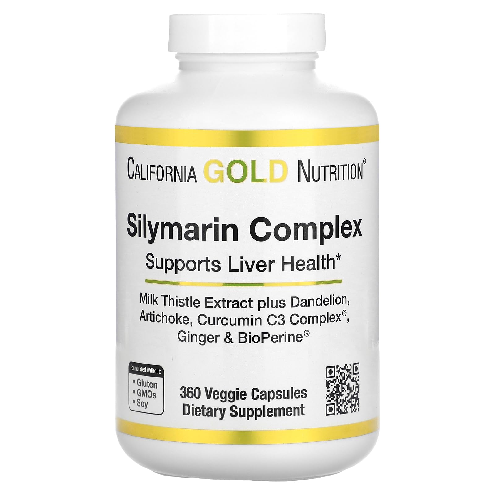 Silymarin Liver Health Complex, Milk Thistle Extract with Curcumin, Artichoke, Dandelion, Ginger, Black Pepper, Synergistic Liver Detox & Cleanse Support, 360 Veggie Capsules by California Gold