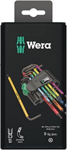 wera tools 05073599001 967 spkl/9 tx bo sb l-key set tamper-proof torx screws, one size, multi