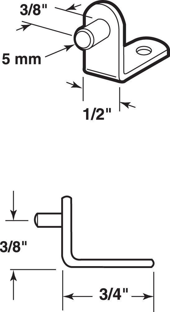 Prime-Line U 10171 Shelf Support Peg, 5mm, Steel, Nickel Plated, 8 Count (Pack of 1)