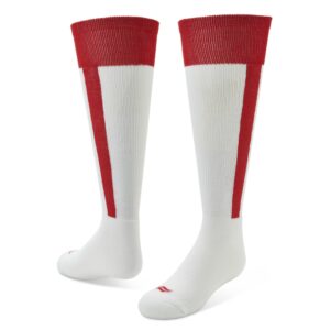 sof sole baseball/softball over-the-calf team athletic performance socks (2 pair), x-small, white red stirrup