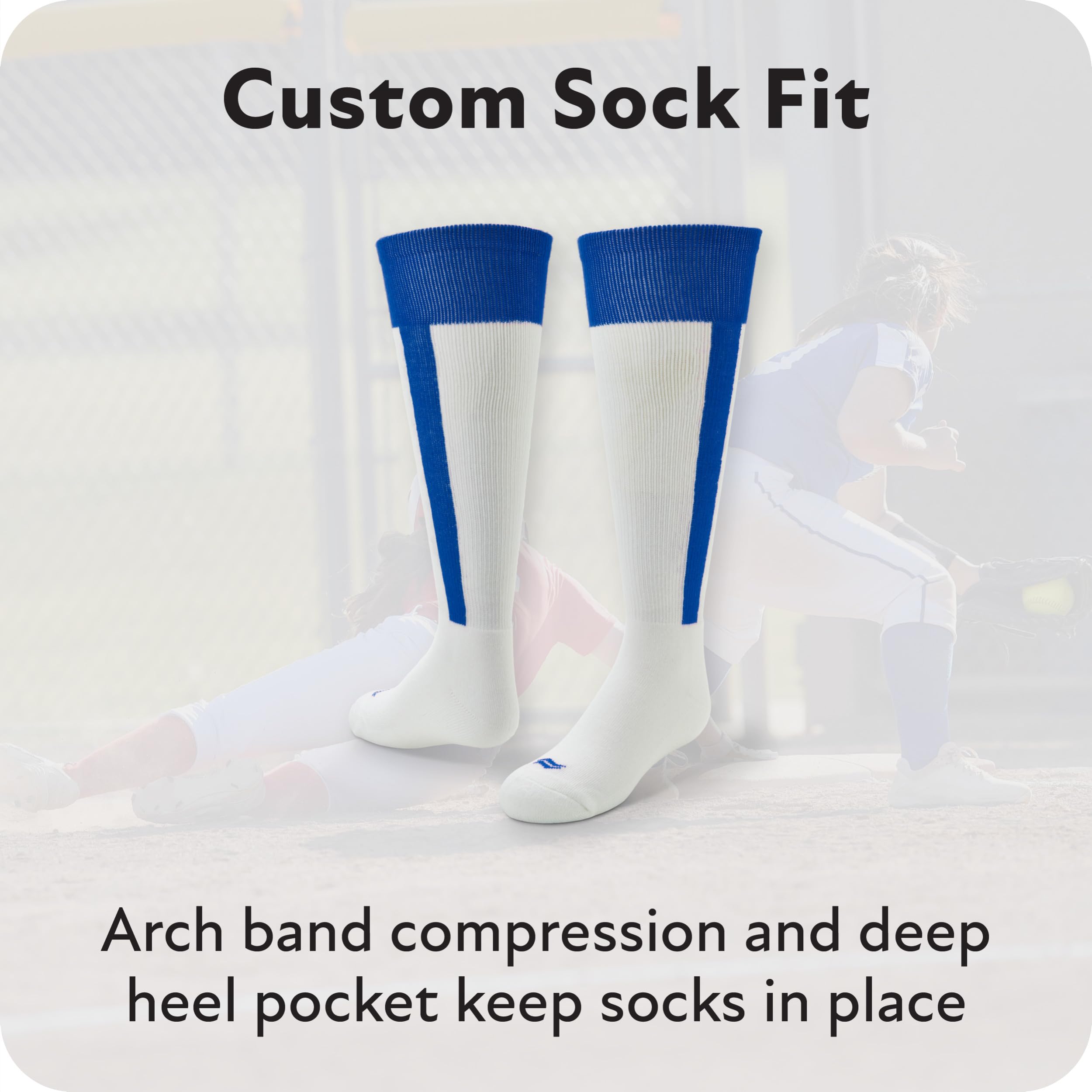 Sof Sole Baseball/Softball Over-the-Calf Team Athletic Performance Socks (2 Pair), X-Small, White Red Stirrup