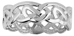 women's 14k white gold celtic wedding band trinity knot eternity ring (8.5)