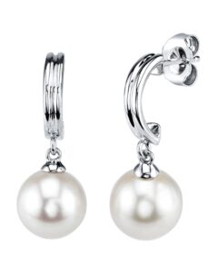 the pearl source 14k gold 10-11mm round genuine white south sea cultured pearl sally earrings for women