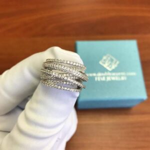 Rhodium Plated Sterling Silver Top Quality Fashion Ring Intertwined Design, 13.5mm Height with CZ (Size 5 to 9)