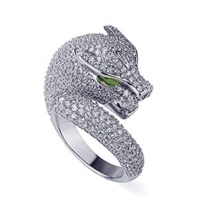 Lavish Sterling Silver Rhodium Plated, Puma Design CZ Pave Setting Right Hand Ring 16mm, 6