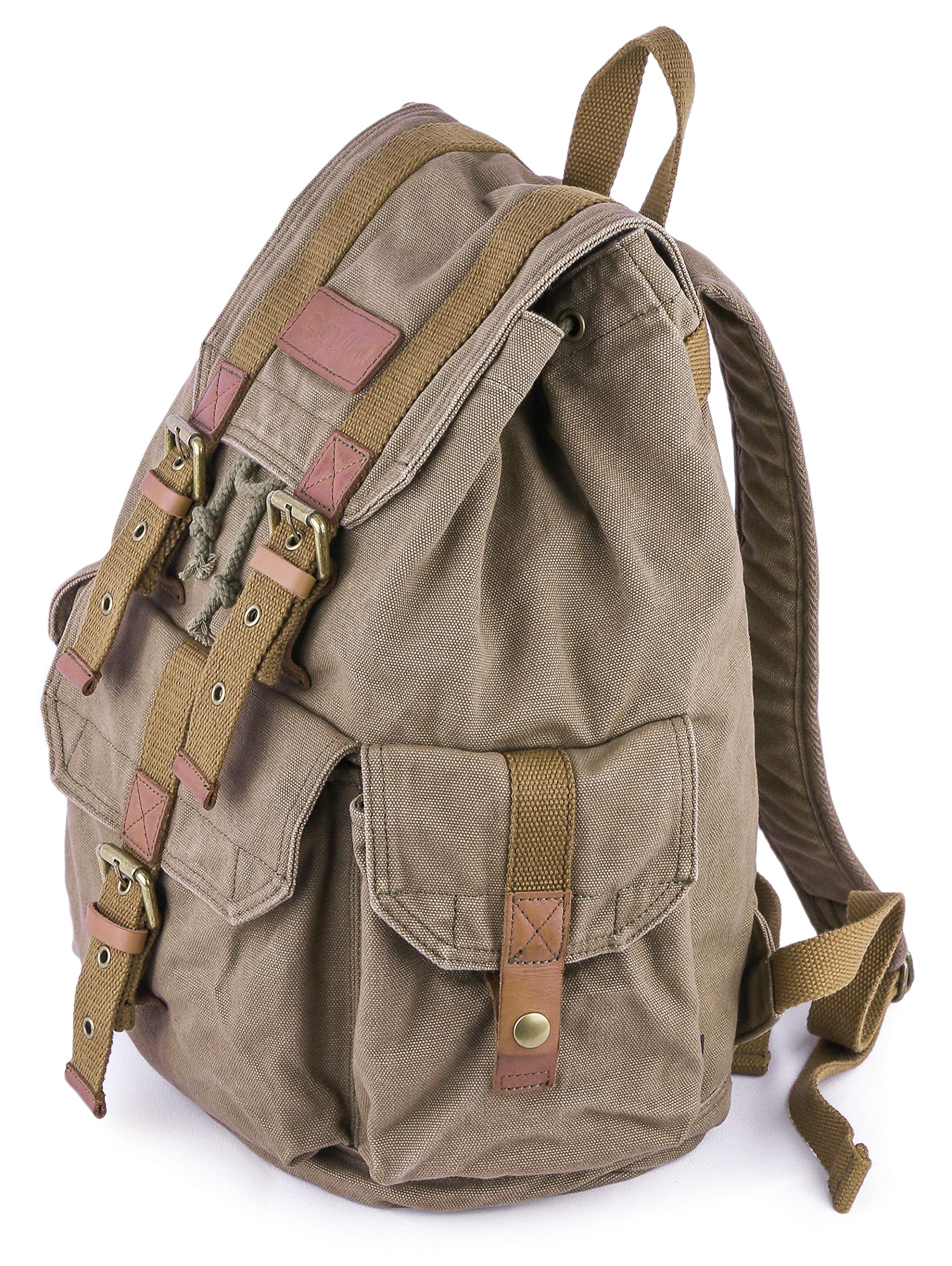 Gootium 21101AMG-S Specially High Density Thick Canvas Backpack Rucksack, Army Green Size Small