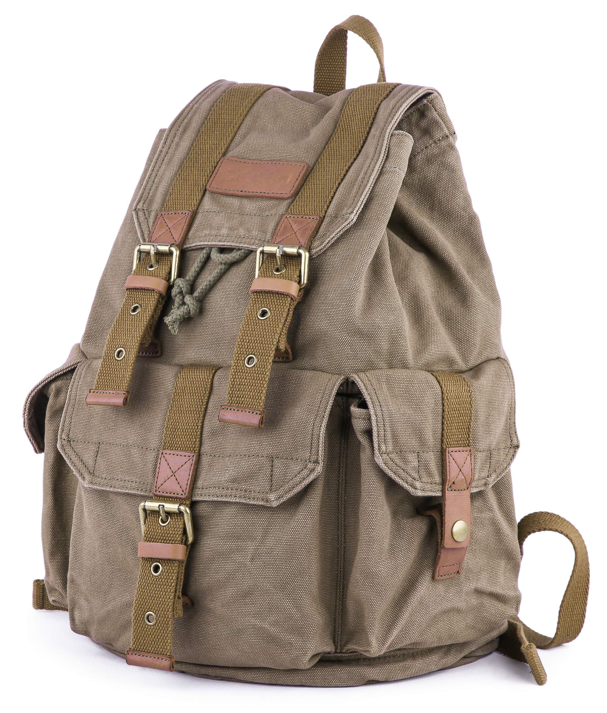 Gootium 21101AMG-S Specially High Density Thick Canvas Backpack Rucksack, Army Green Size Small