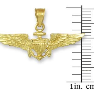 American Heroes Solid 10k Gold US Naval Aviator Wings Pendant