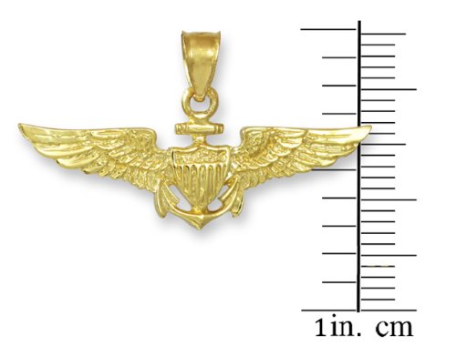 American Heroes Solid 10k Gold US Naval Aviator Wings Pendant