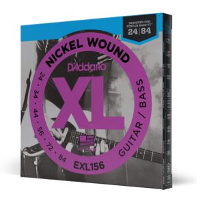 d'addario guitar strings - xl nickel electric guitar strings - exl156 - perfect intonation, consistent feel, reliable durability - for 6 string guitars - 24-84 fender bass vi