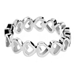 west coast jewelry | elya women's stainless steel open heart eternity ring (5 mm) - size 9