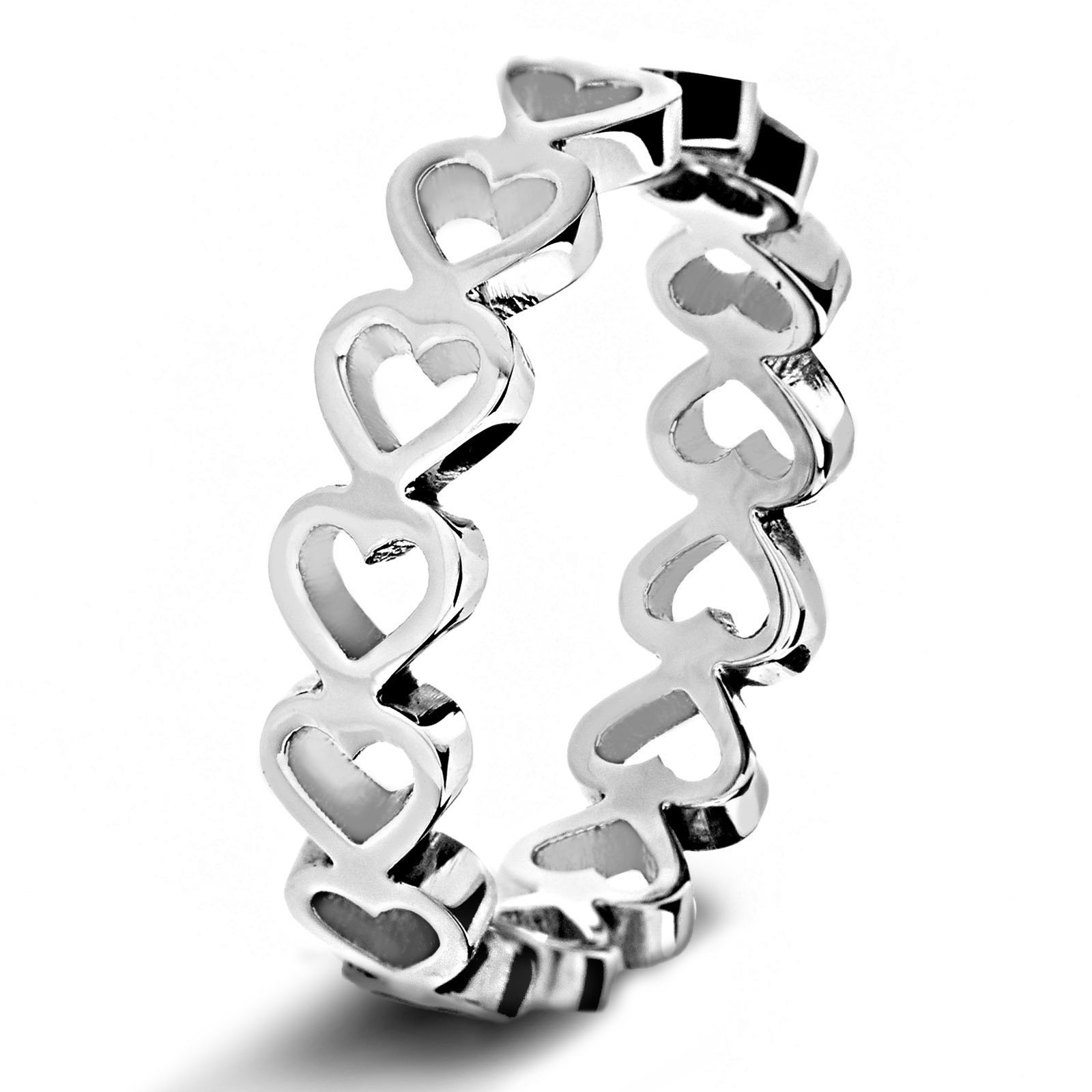 West Coast Jewelry | ELYA Women's Stainless Steel Open Heart Eternity Ring (5 mm) - Size 9