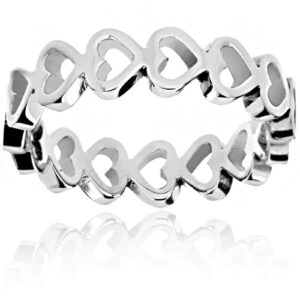 West Coast Jewelry | ELYA Women's Stainless Steel Open Heart Eternity Ring (5 mm) - Size 9