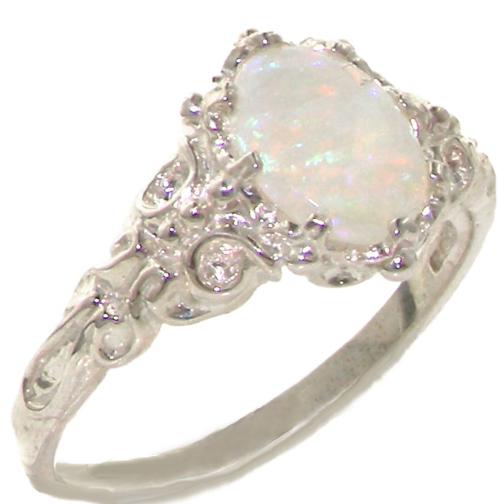 LetsBuyGold 925 Sterling Silver Real Genuine Opal Womens Solitaire Engagement Ring - Size 6