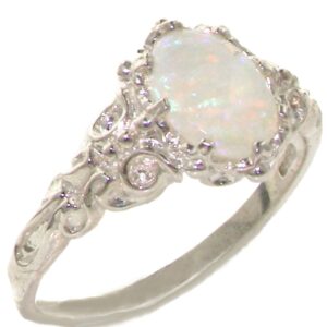 letsbuygold 925 sterling silver real genuine opal womens solitaire engagement ring - size 6