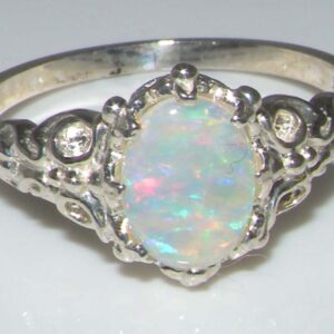 LetsBuyGold 925 Sterling Silver Real Genuine Opal Womens Solitaire Engagement Ring - Size 6