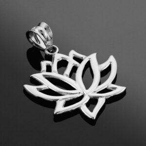 10k White Gold Lotus Flower Pendant