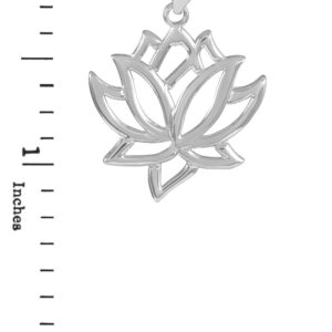 10k White Gold Lotus Flower Pendant