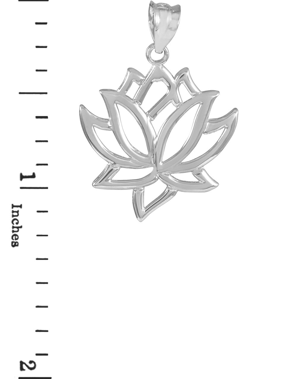 10k White Gold Lotus Flower Pendant