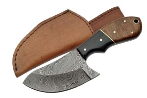 szco supplies damascus cat skinner knife, one size, brown (dm-1062)