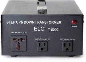 elc t-5000 5000-watt voltage converter transformer - step up/down - 110v/220v - circuit breaker protection [3-years warranty]