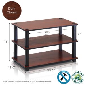 Furinno Turn-S-Tube 3-Tier Shoe Rack, Dark Cherry/Black