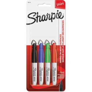 sharpie 35113pp mini sharpie marker,permanent,fine point,4/st,bk/rd/be/gn