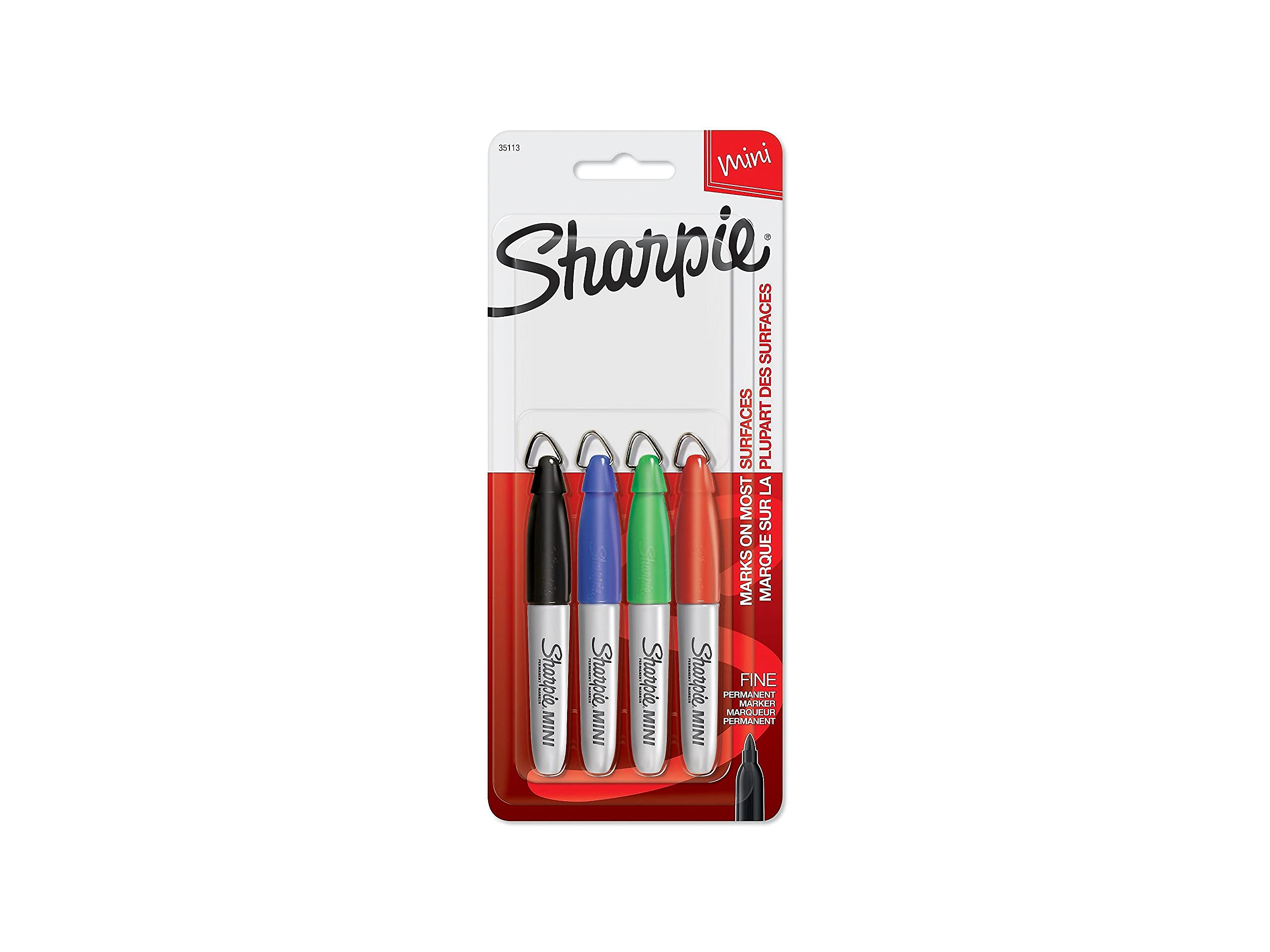 Sharpie 35113PP Mini Sharpie Marker,Permanent,Fine Point,4/ST,BK/RD/BE/GN