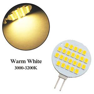 GRV G4 24-2835 SMD Interior LED Light Bulbs for RV,AC/DC12V-24V Super Bright 2W Replacement of 20W Incandescent Lamp,Warm White Lighting for RV Camper,Cabinet Dome Light,Boat Light, Pack of 10